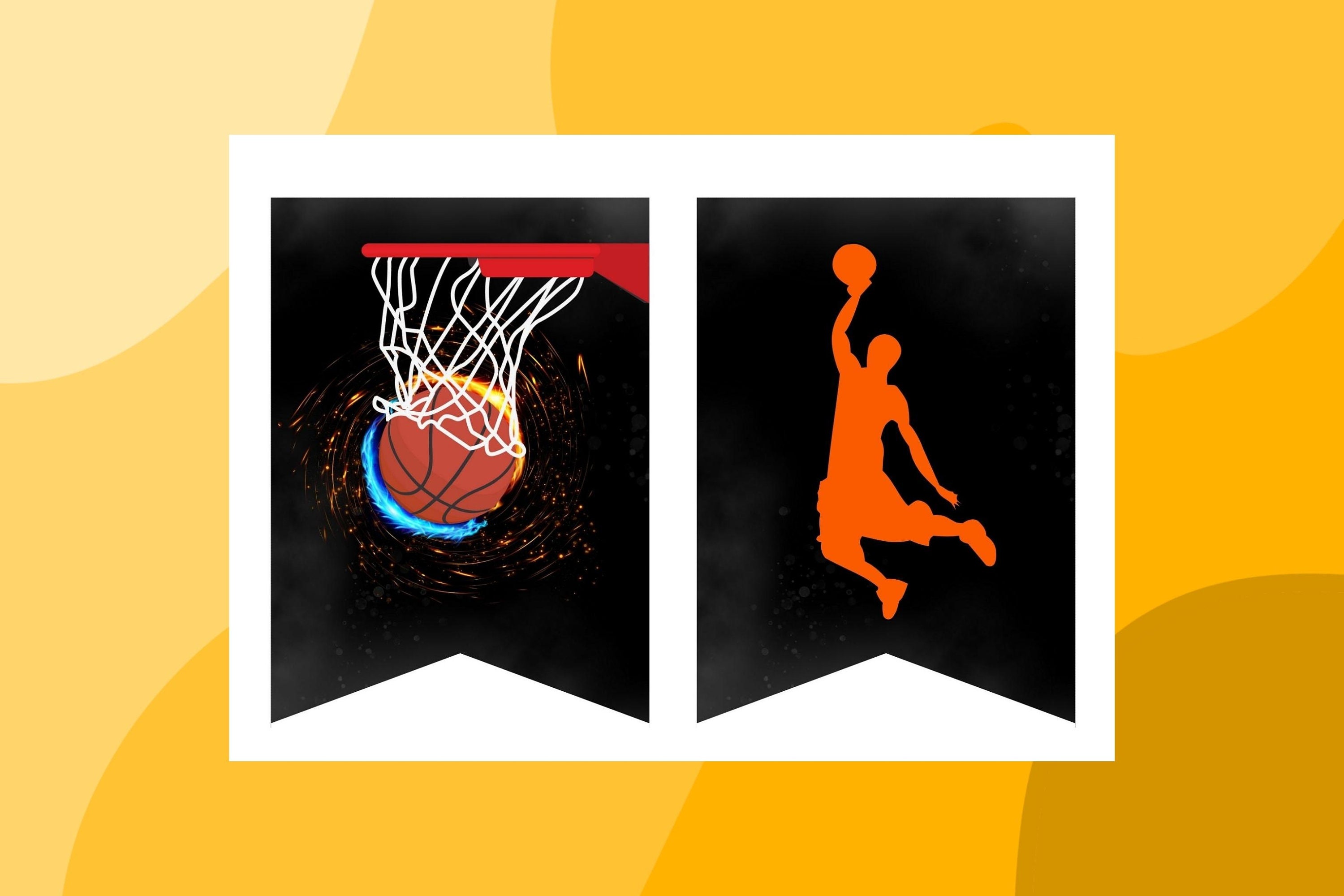 Editable Basketball Birthday Banner Flag Template Basketball - Etsy