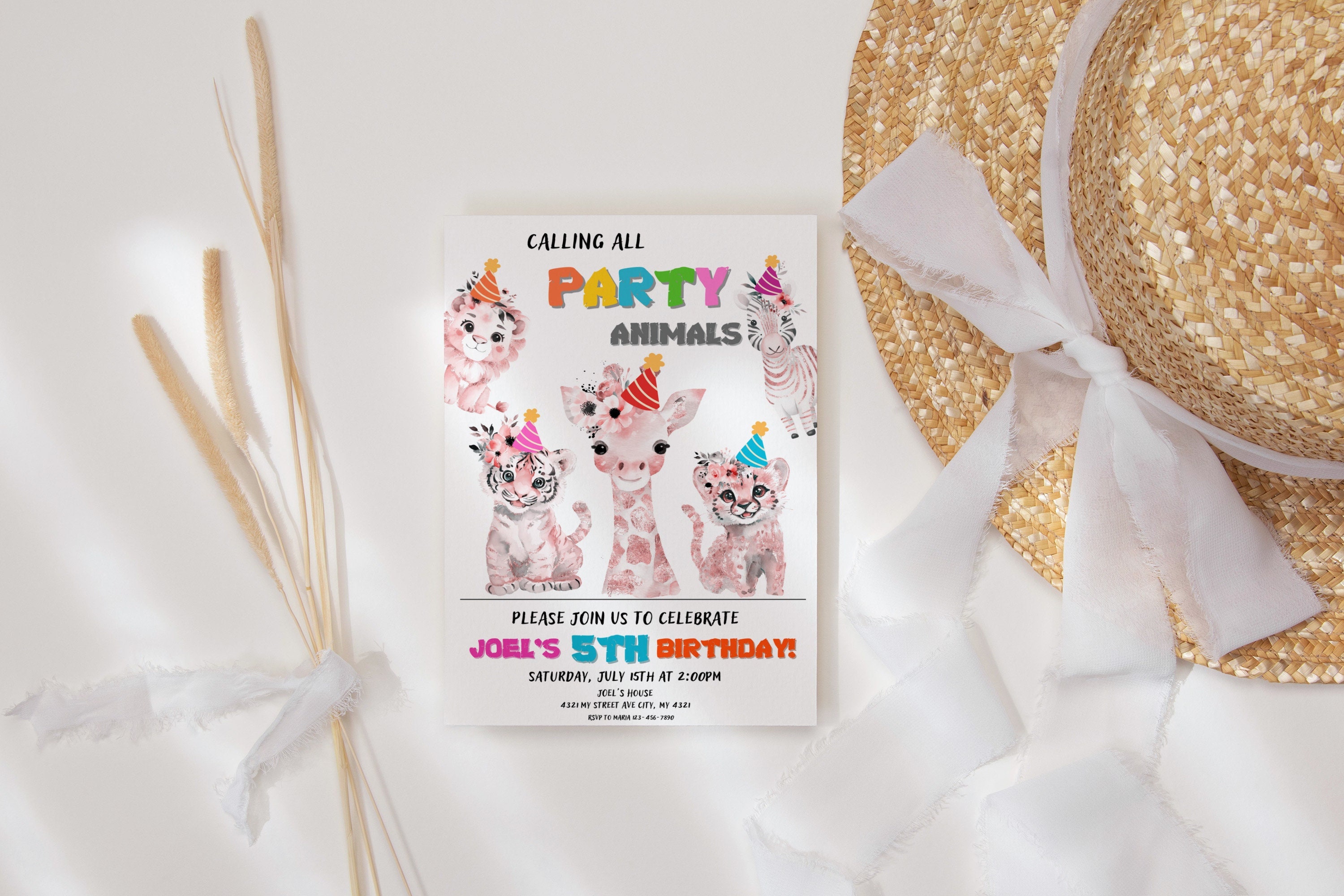 Editable Party Animals Birthday Invitation Safari Wild - Etsy
