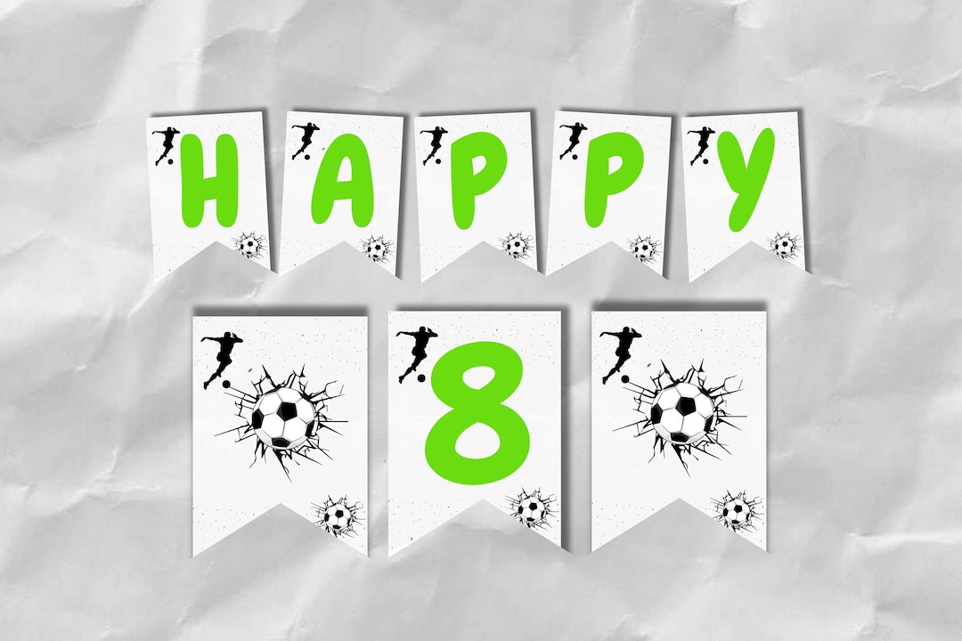 Soccer Birthday Banner Flag Template: Editable Party Decor (canva) - Etsy
