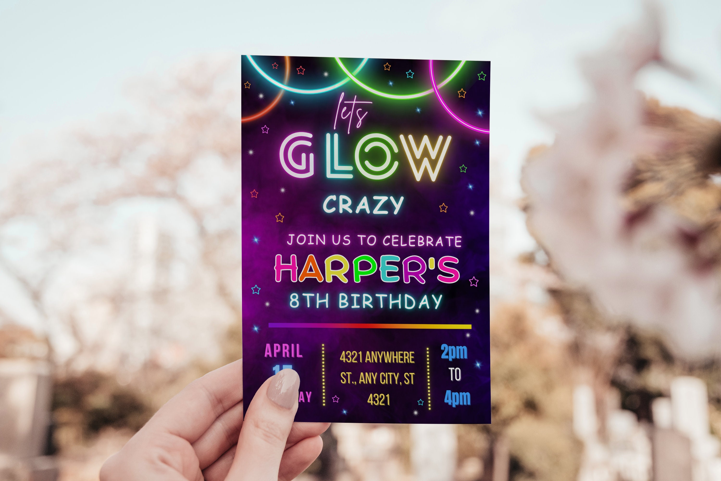 EDITABLE Glow Party Birthday Invitation Template, GIRL, BOY, Neon Party ...