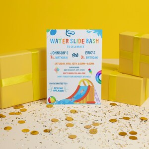 Dive Into the Fun With Our Water Slide Birthday Bash Invitation Design ...