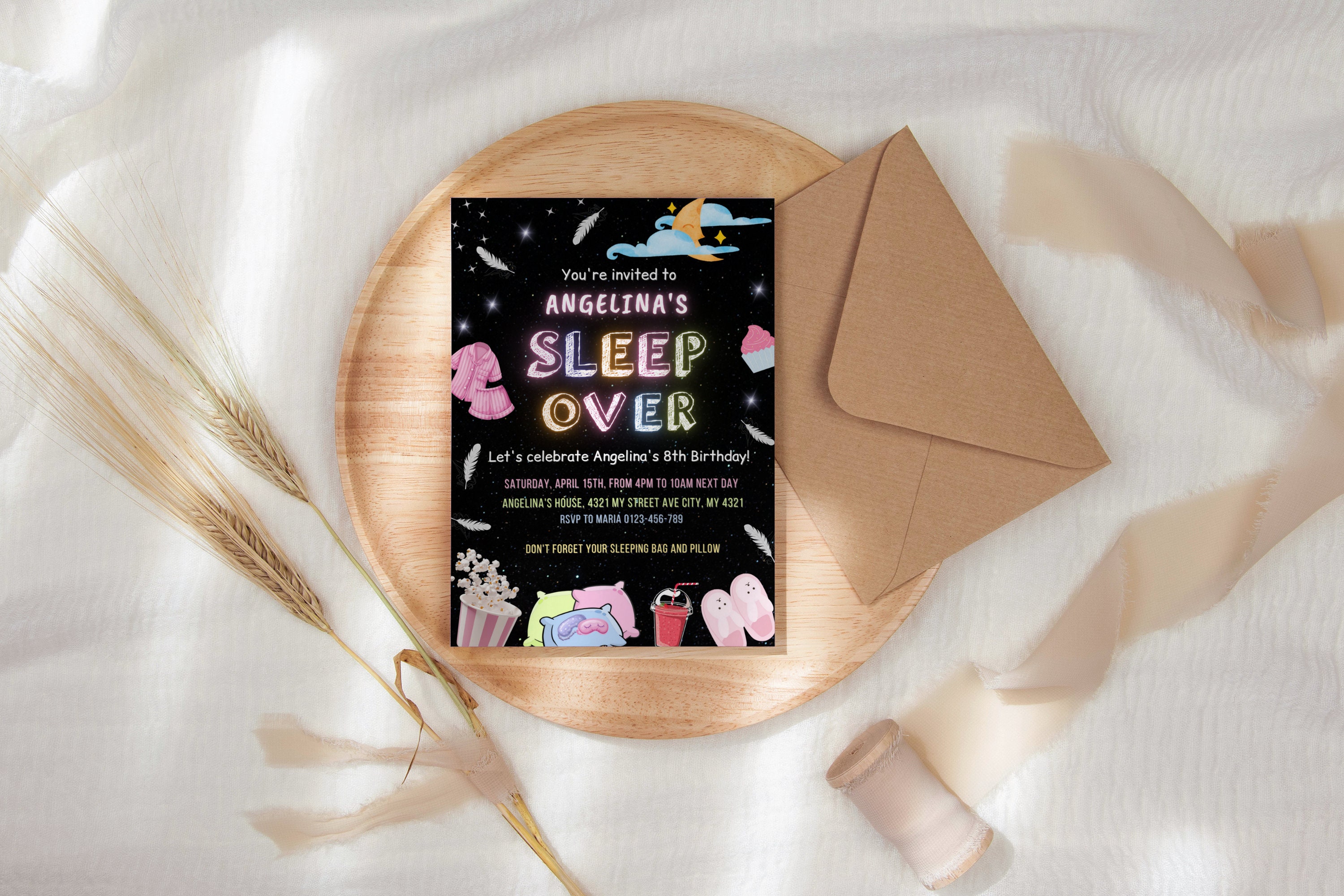 Editable Sleepover Invitation Slumber Party Invitation Etsy