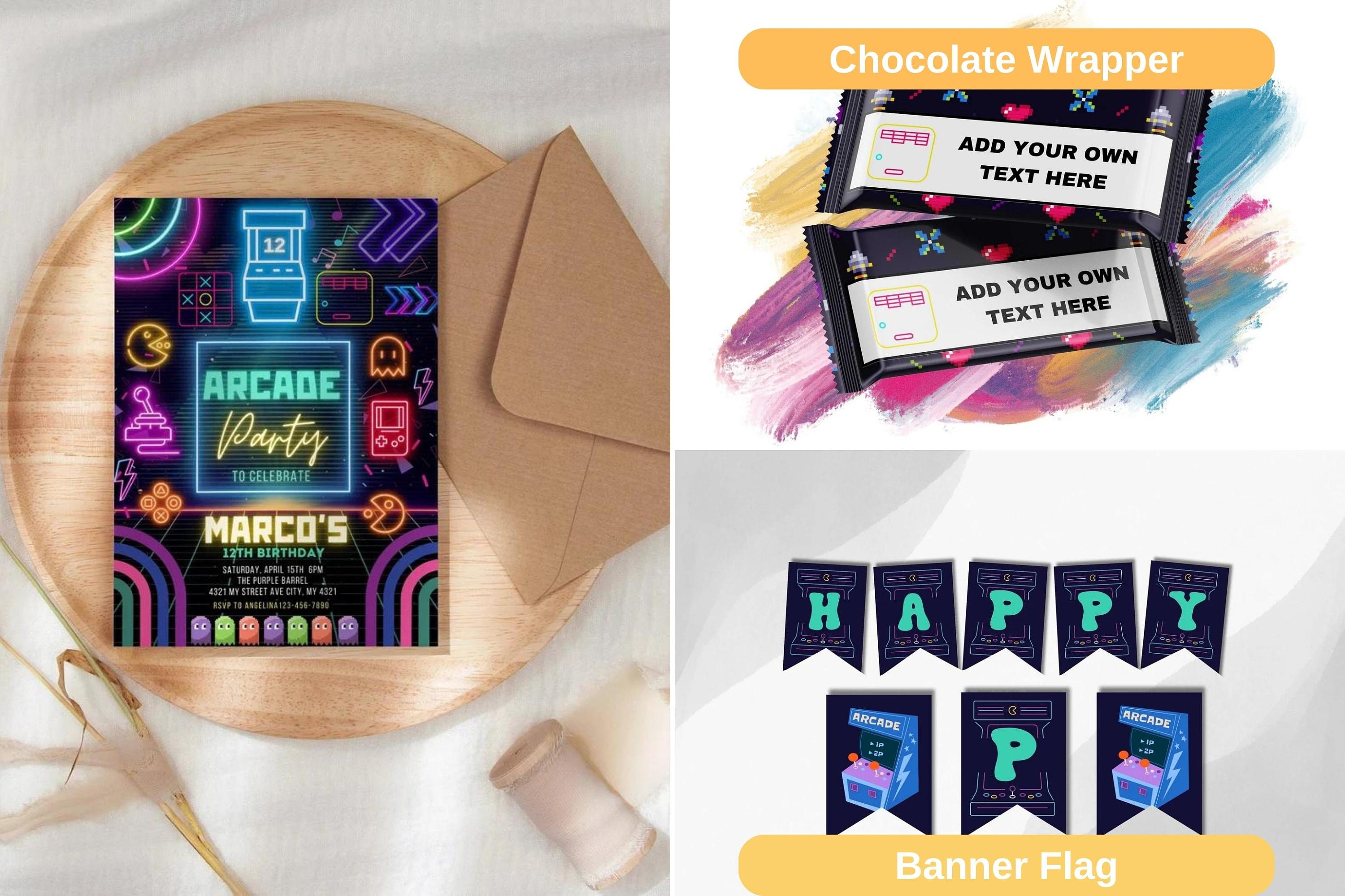 Glow Gaming Arcade Birthday Party Bundle Neon Glow Party Bundle Pack ...