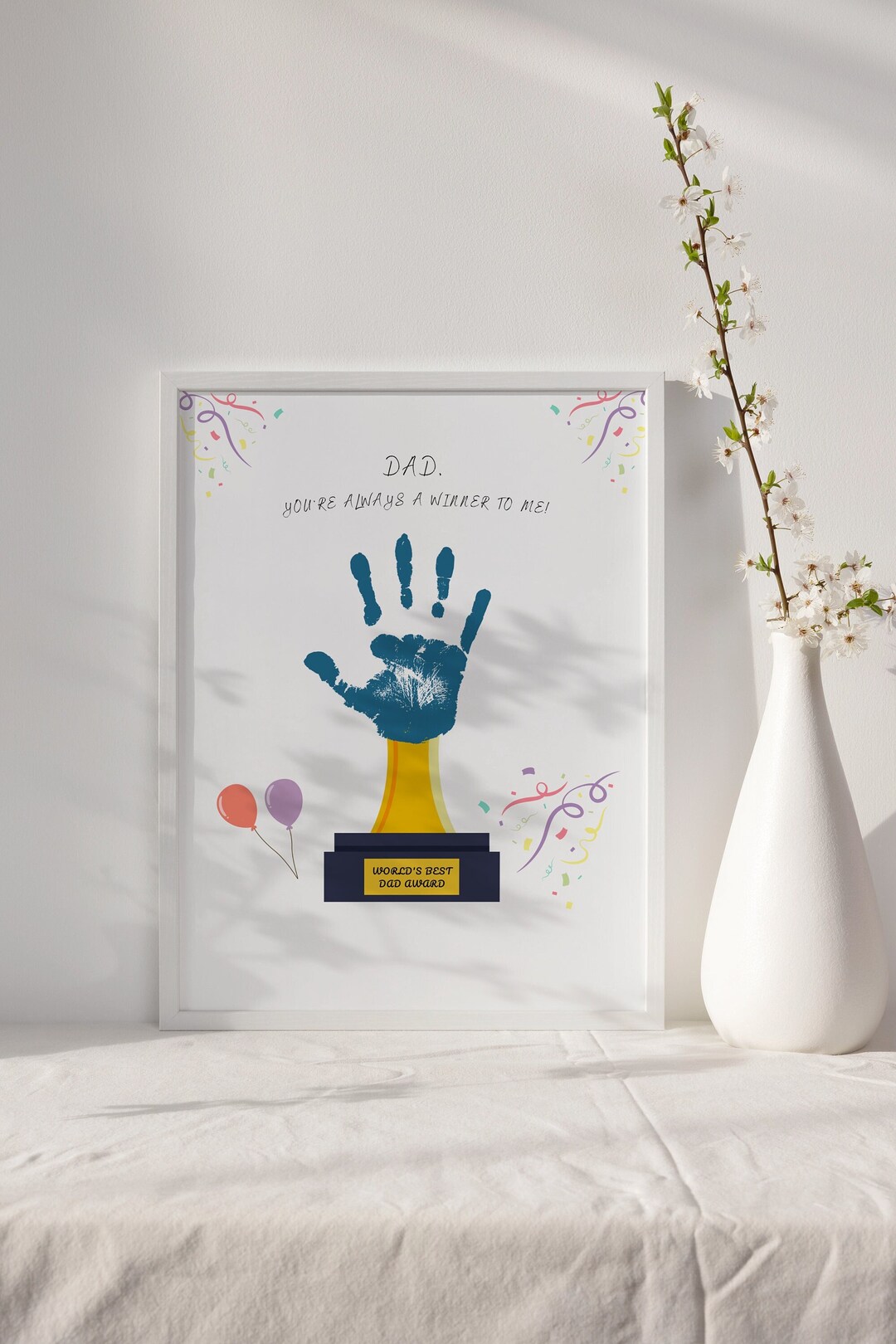 Father's Day Handprint Art Daddy's Little Boy Girl DIY Fathers Day Gift ...