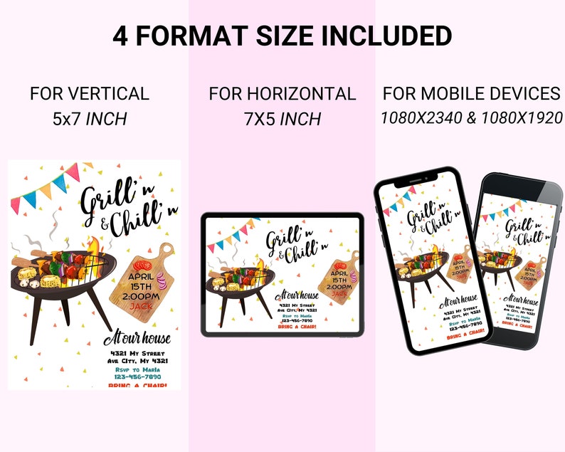 EDITABLE Birthday BBQ Invitation Digital Grill and Chill Invite, Grill ...