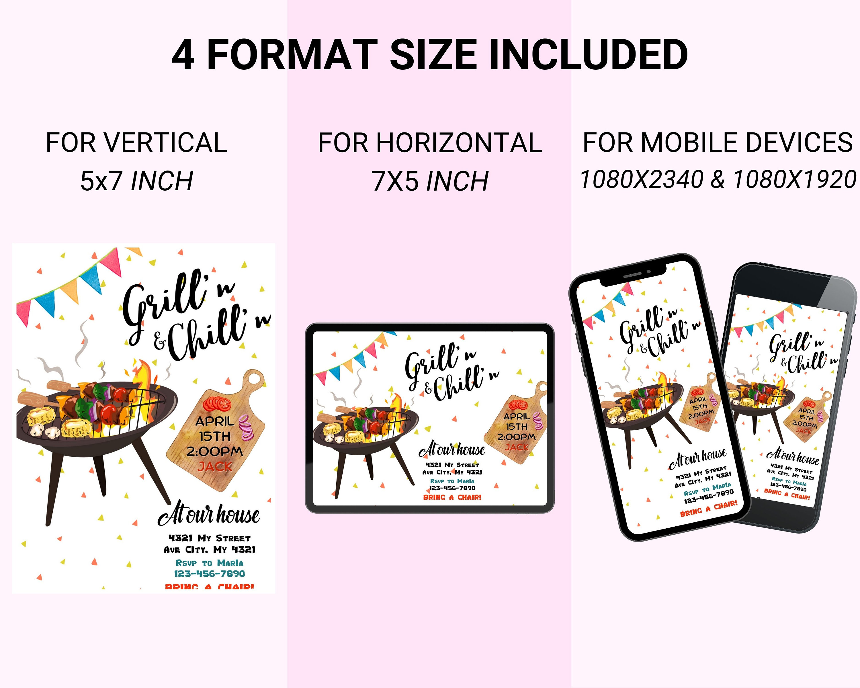 EDITABLE Birthday BBQ Invitation Digital Grill and Chill Invite, Grill ...