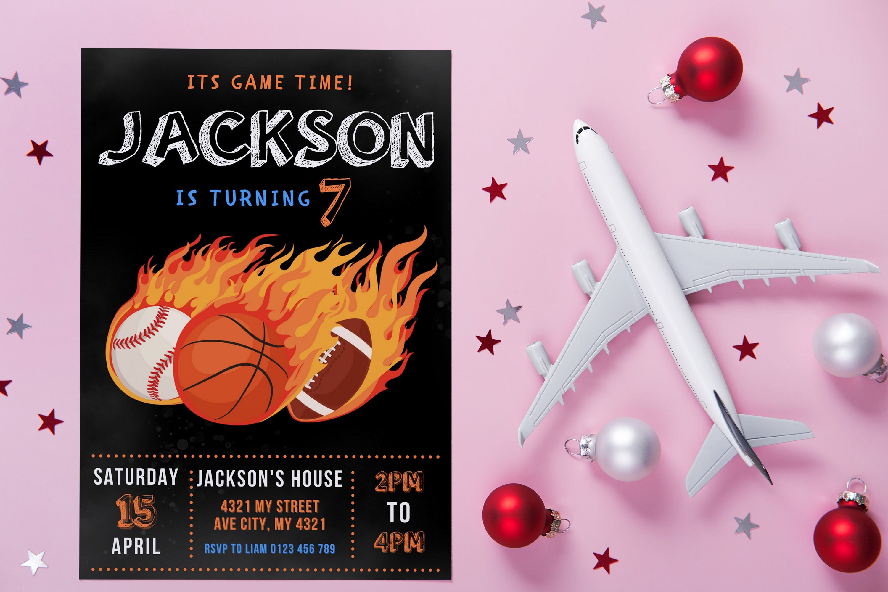 Sport Birthday Invitation Card Template, Sport Birthday Party, Sport ...
