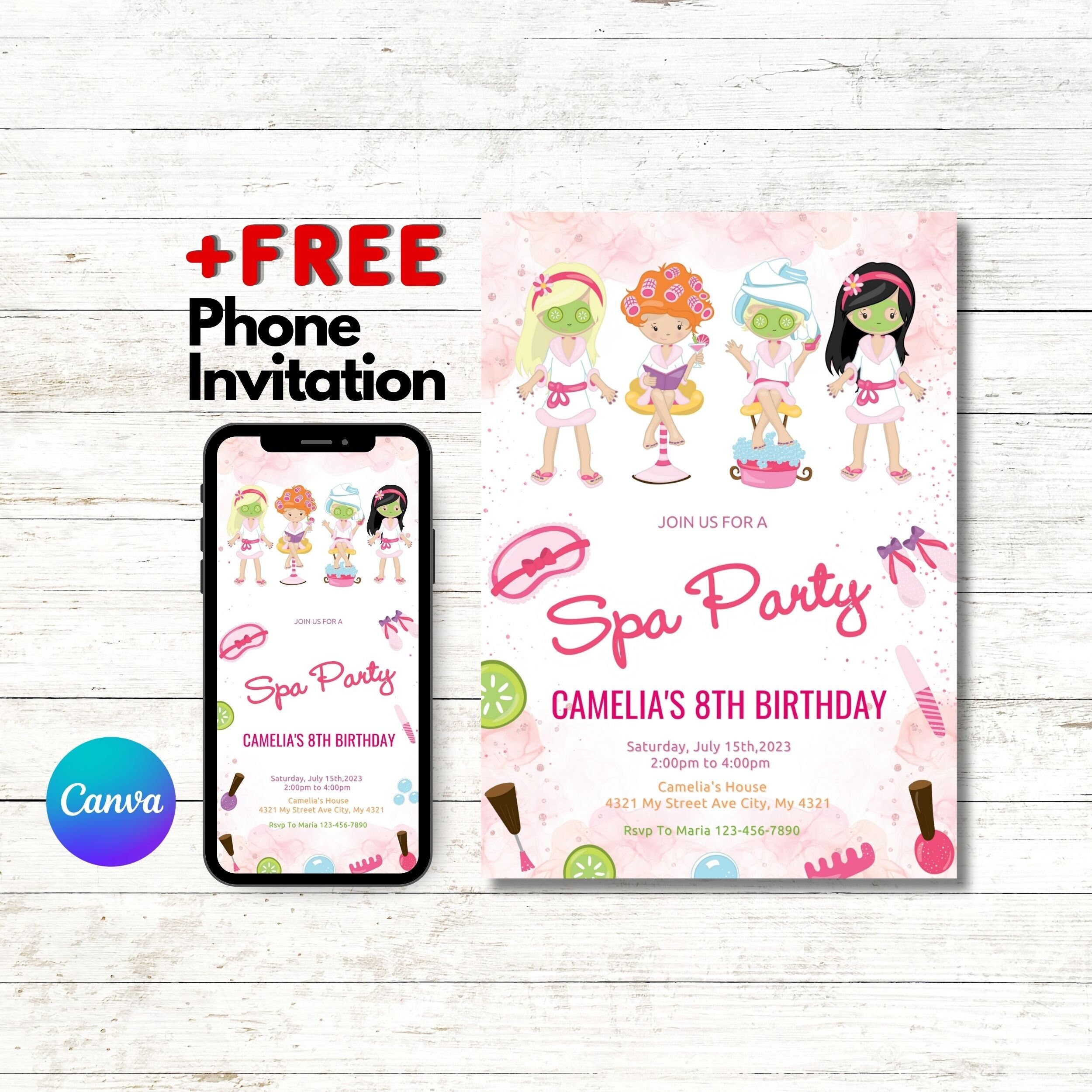Editable Spa Party Birthday Invitation Template (digital Download) - Etsy