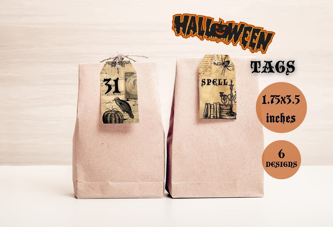 Vintage Tags, Digital Download, Halloween Hang Tags, Fall Hang Tags ...