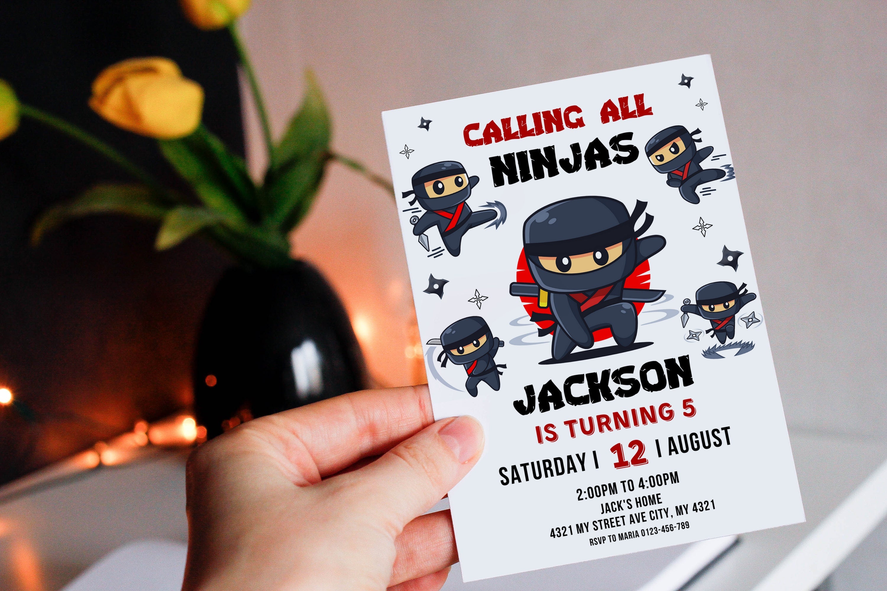 EDITABLE Ninja Birthday Invitation Martial Arts Invite Ninja Party ...