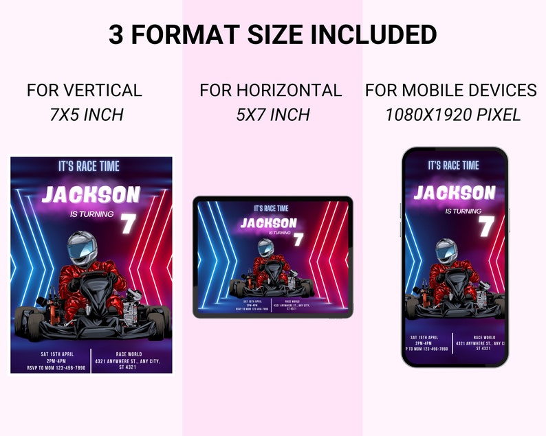 Go Kart Birthday Invitation Go Kart Party Karting Invitation Go Kart ...