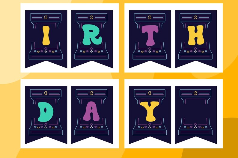 Glow Gaming Arcade Birthday Party Banner Flag Neon Glow - Etsy