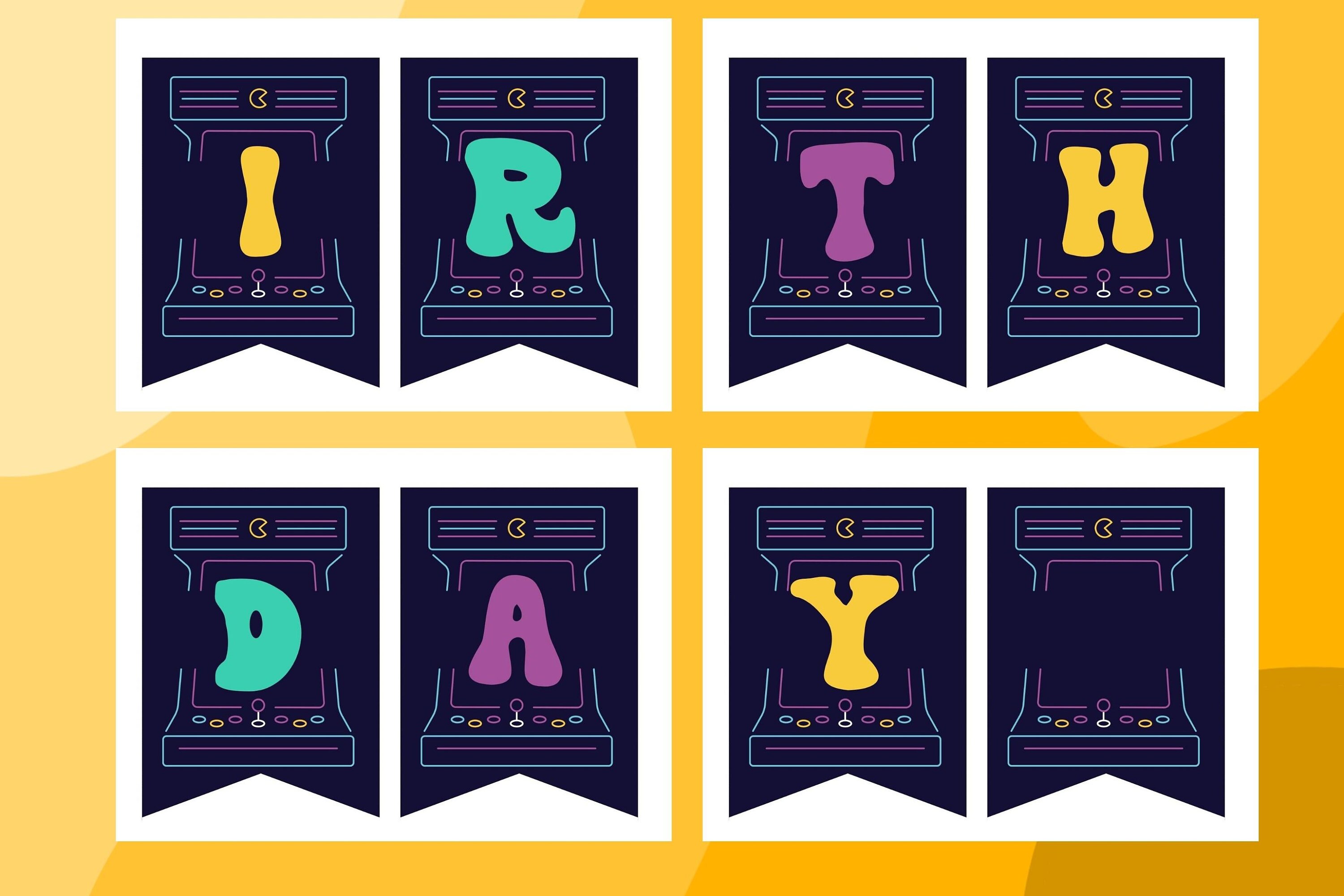 Glow Gaming Arcade Birthday Party Banner Flag Neon Glow - Etsy