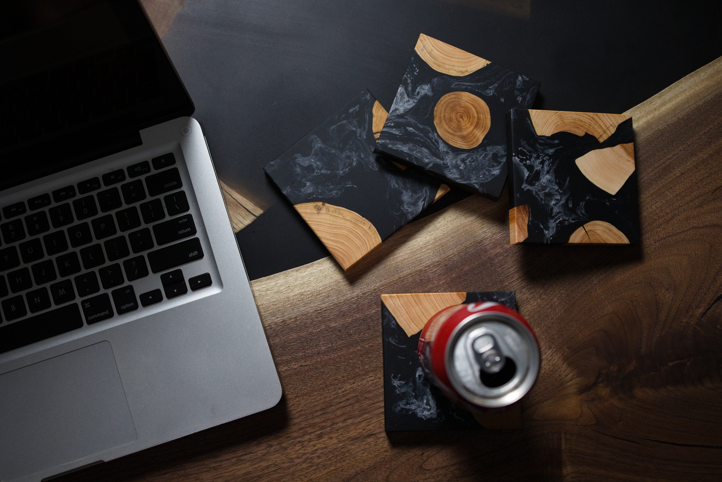 Epoxy Coasters for Dining Room Black and White Coaster Set for Cups and ...
