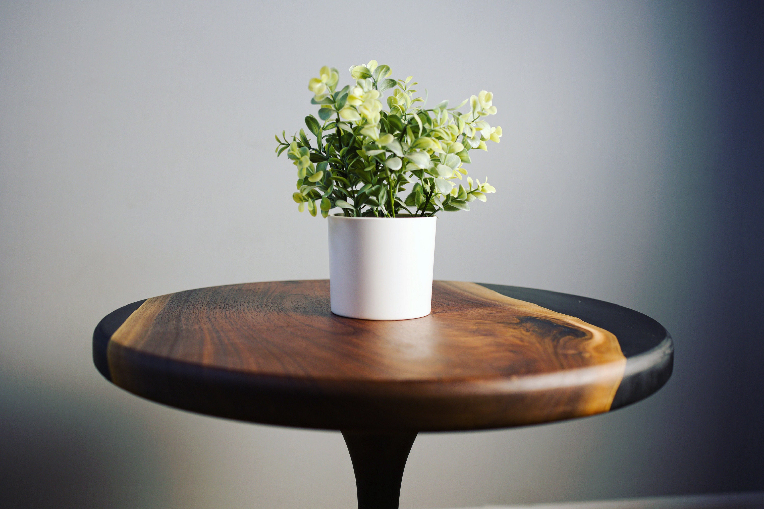 Custom End Table for Modern Living Room Epoxy Design With Black Resin ...