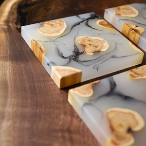 Epoxy Coasters for Dining Room Black and White Coaster Set for Cups and ...