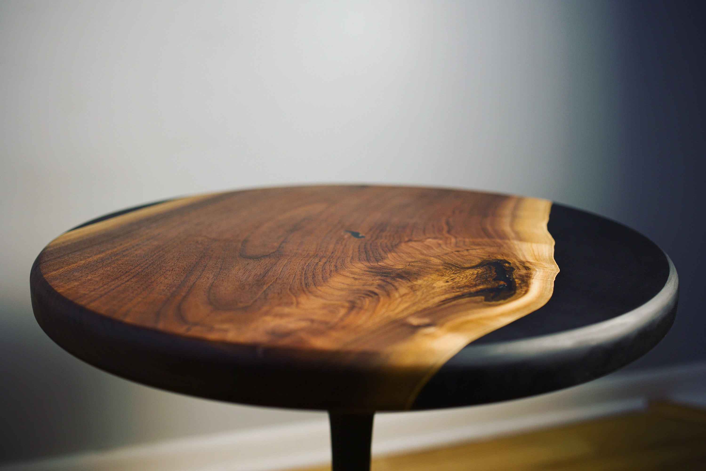 Custom End Table for Modern Living Room Epoxy Design With Black Resin ...