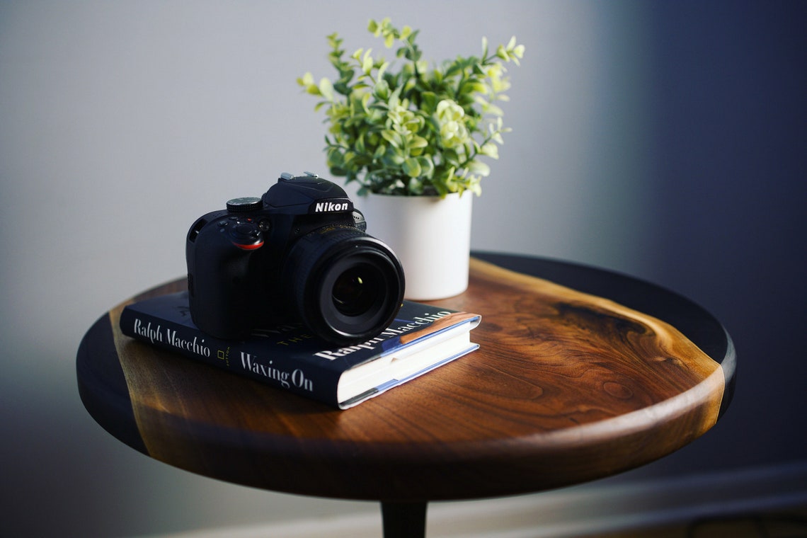 Custom End Table for Modern Living Room Epoxy Design With Black Resin ...