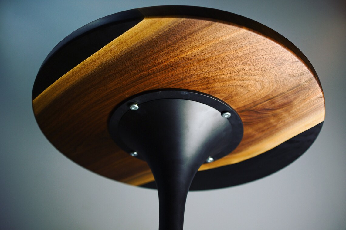 Custom End Table for Modern Living Room Epoxy Design With Black Resin ...
