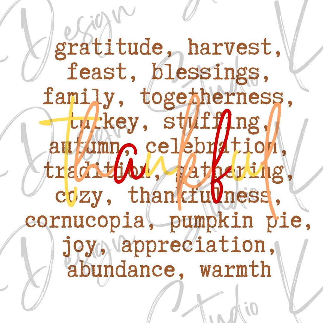 Thankful Word Art PNG Digital Design Digital Download Instant Download ...
