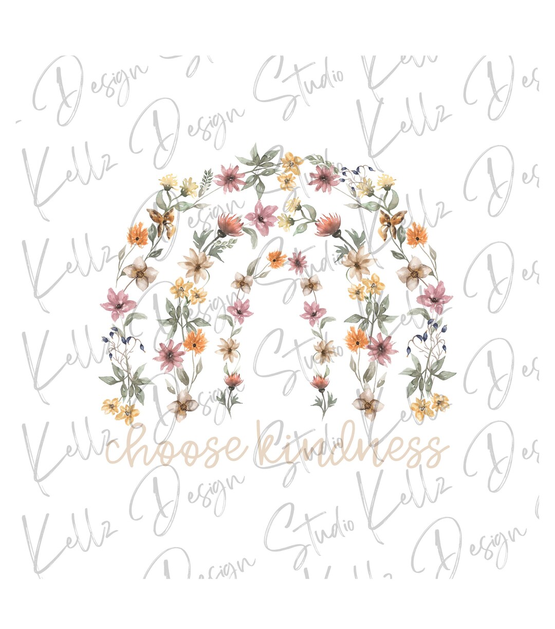 Choose Kindness Floral Rainbow PNG Digital Design Digital Download ...
