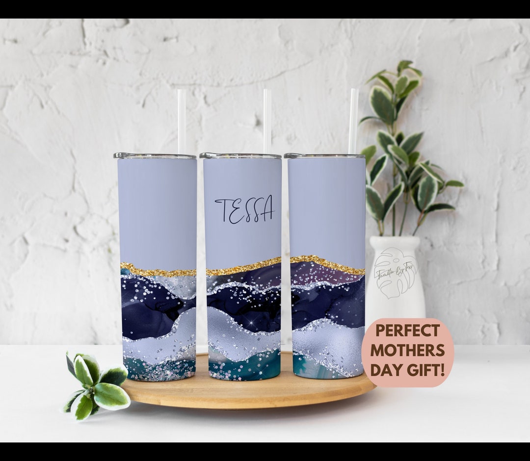 Blue Marble Tumbler With Name, Personalized Tumbler, Blue Ocean Tumbler ...