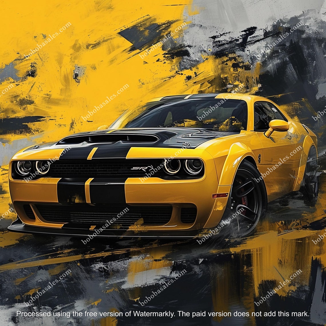 Dodge Hellcat Art Print – Abstract Automotive Symphony (digital ...