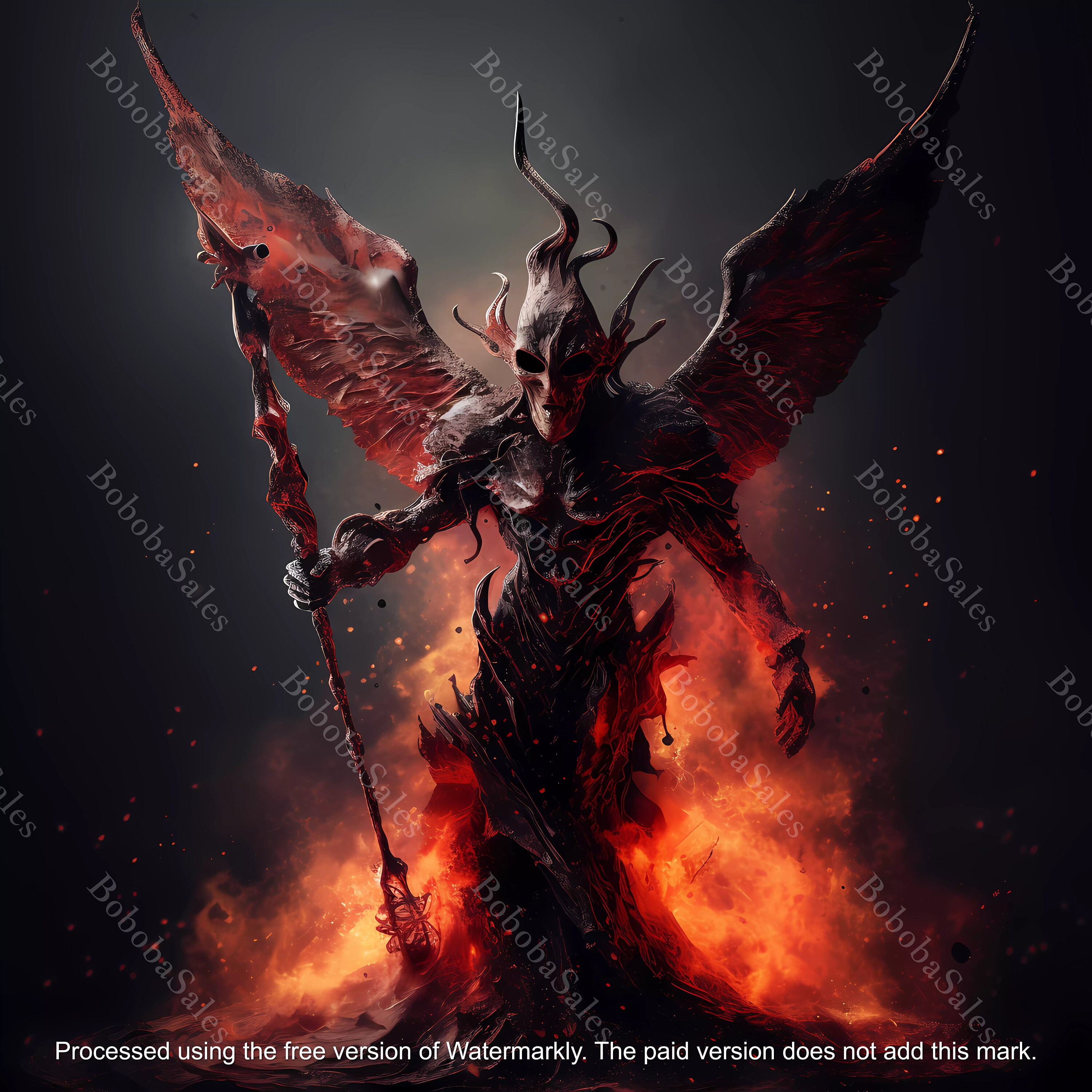 Surrealistic Devil With Angel Wings - Ashes and Lava - Printable ...