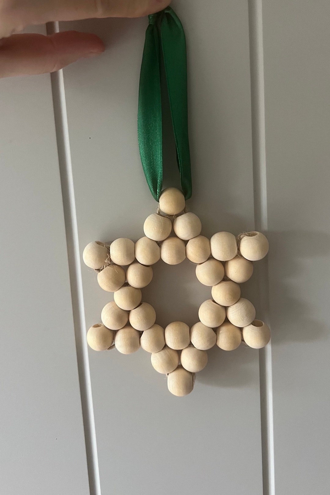 Wooden Star Decoration Beaded Star Natural Ornament Boho Neutral - Etsy