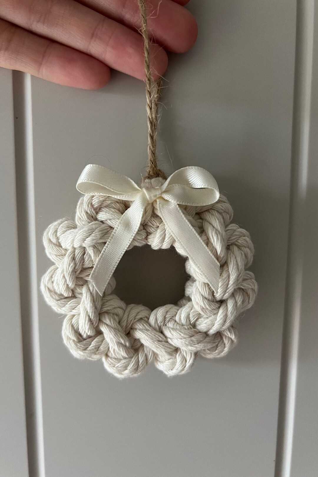 Mini Macrame Wreath | Handmade Door Handle or Tree Decoration | Cotton ...