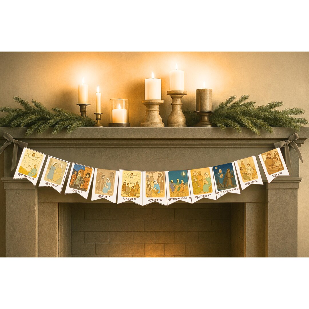 Christmas Nativity Garland | Christmas Printable Mantle Banner Holiday ...