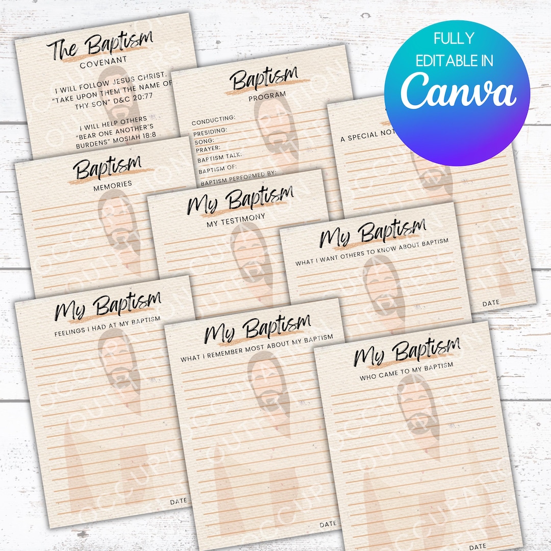 LDS Baptism Journal Pages Program Template Bundle for Boy or Girl Jesus ...