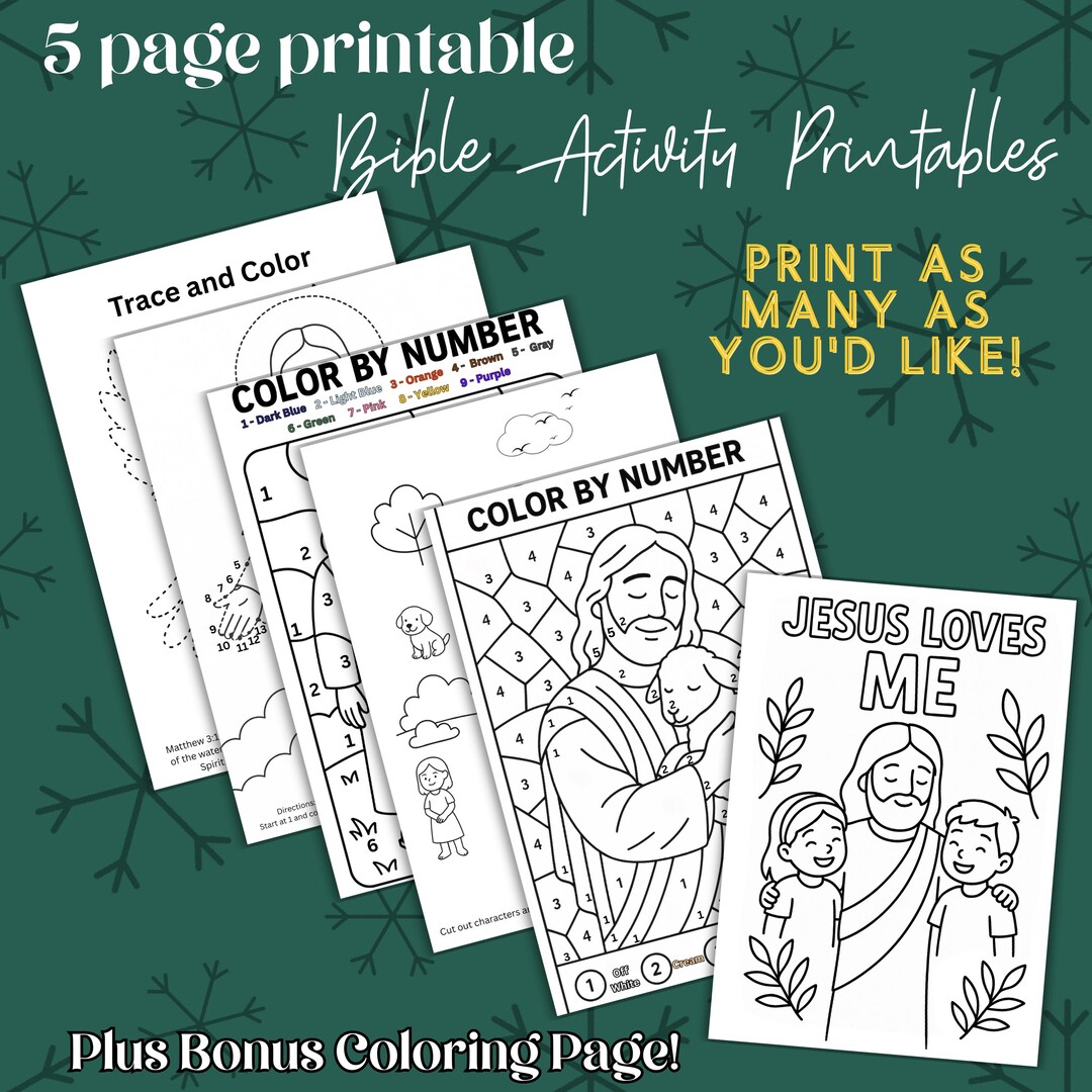 5 Bible Activity Pages for Kids | Jesus Color by Number | Sunday School ...