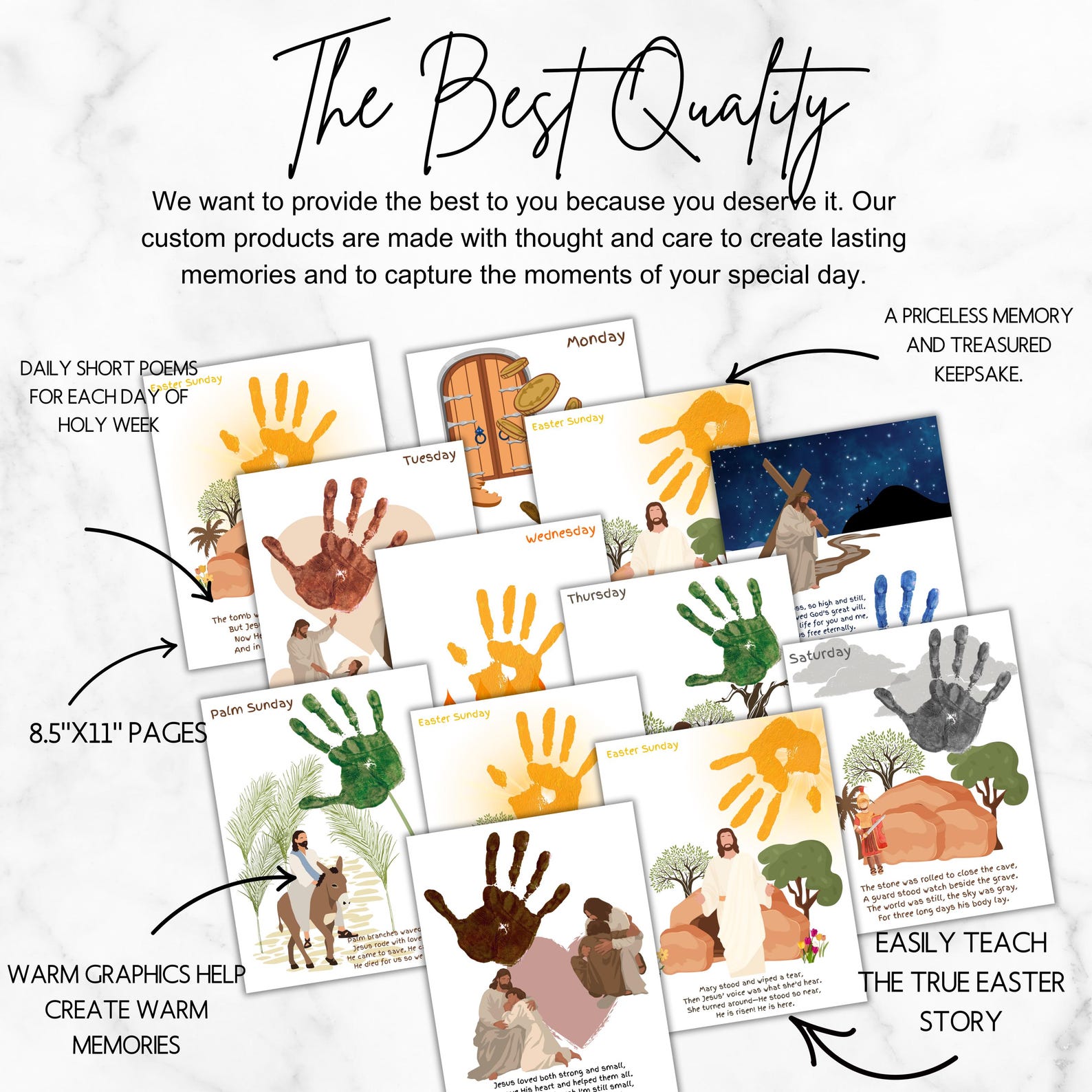 Holy Week Handprint Activity for Kid Story Printable Easter Christian ...