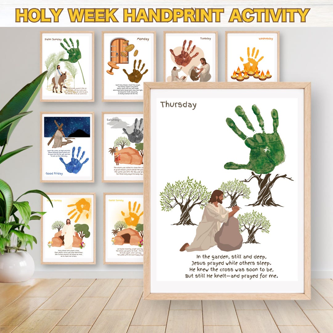 Unframed Easter Handprint Activity for Kid Story Printable Holy Week ...