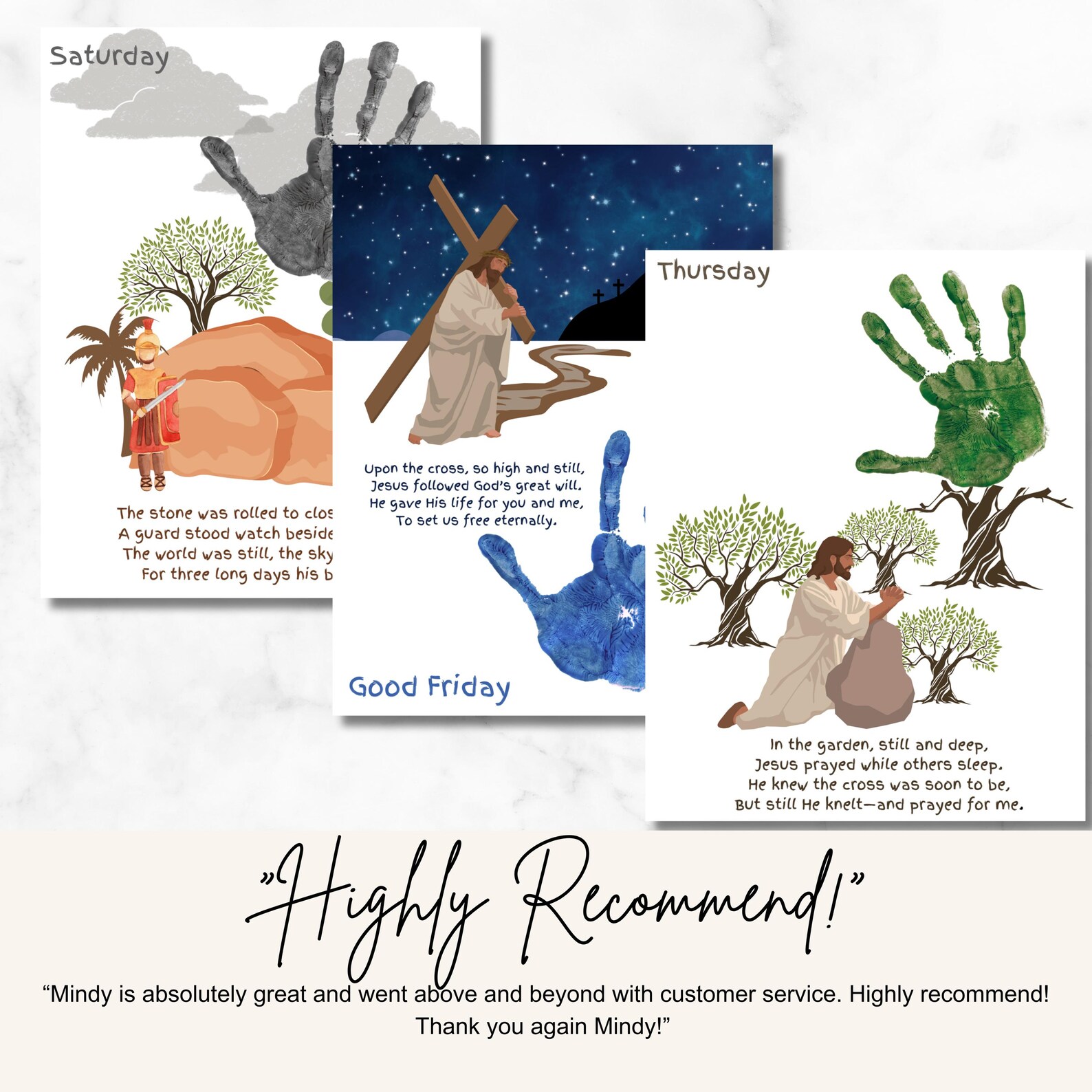 Holy Week Handprint Activity for Kid Story Printable Easter Christian ...