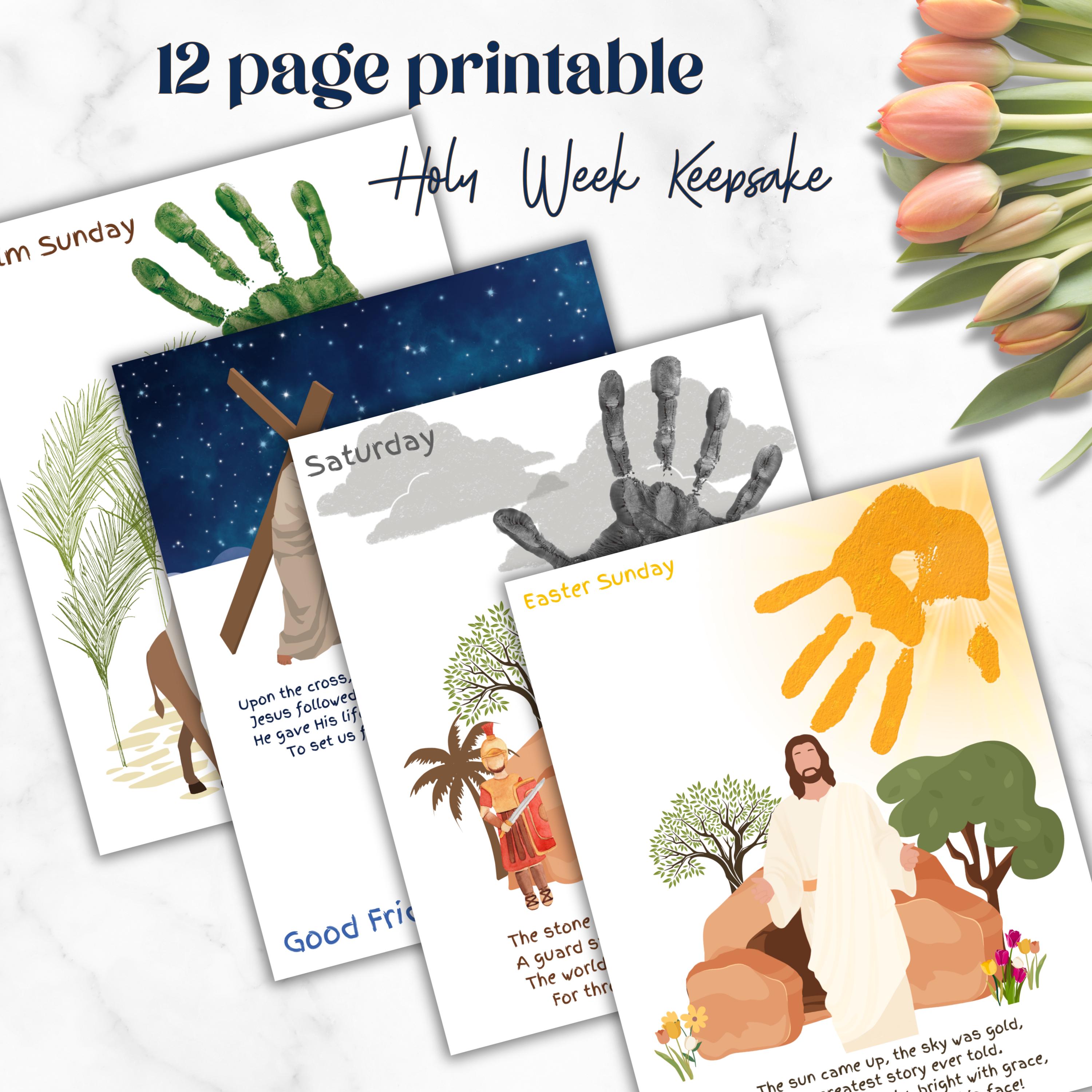 Unframed Easter Handprint Activity for Kid Story Printable Holy Week ...