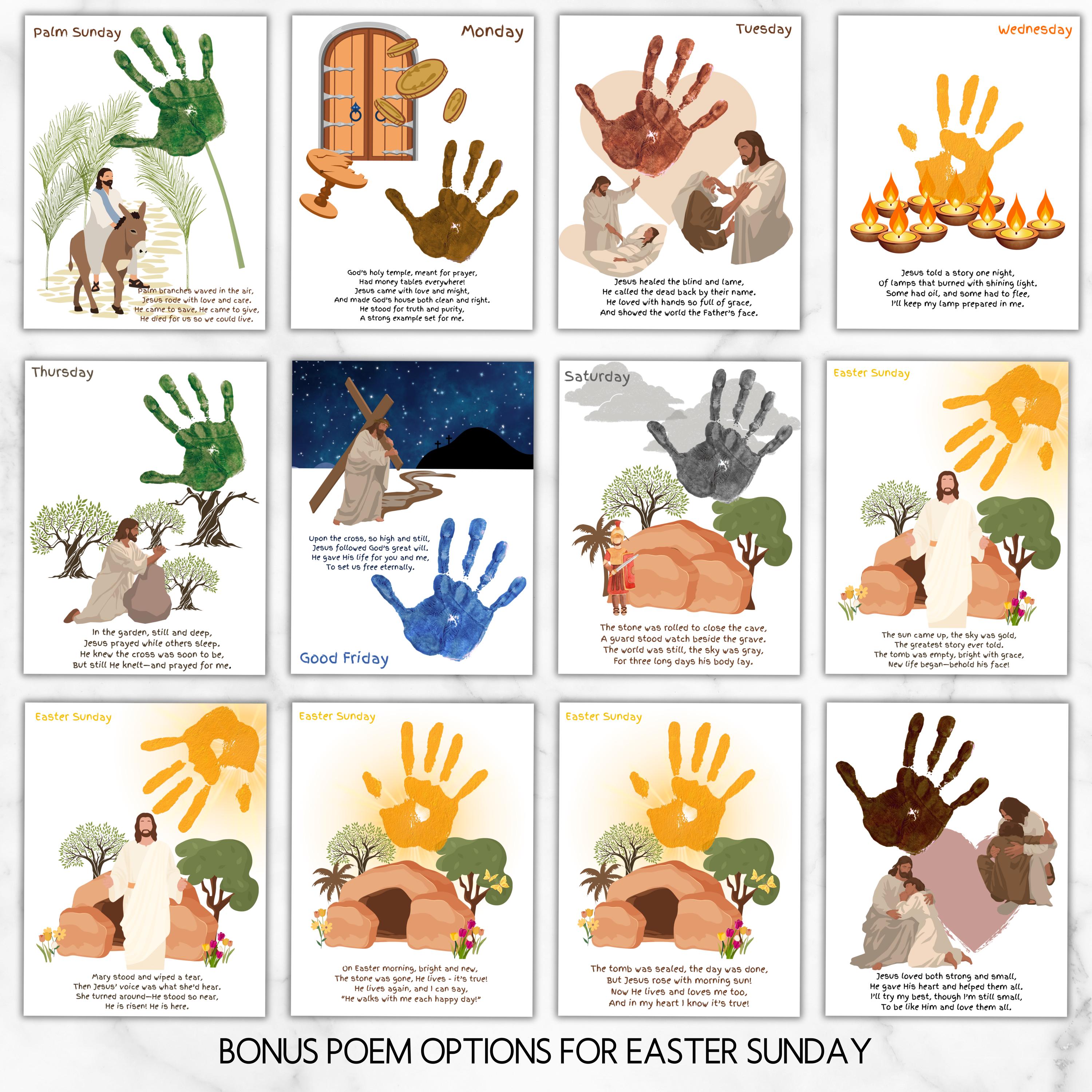 Holy Week Handprint Activity for Kid Story Printable Easter Christian ...