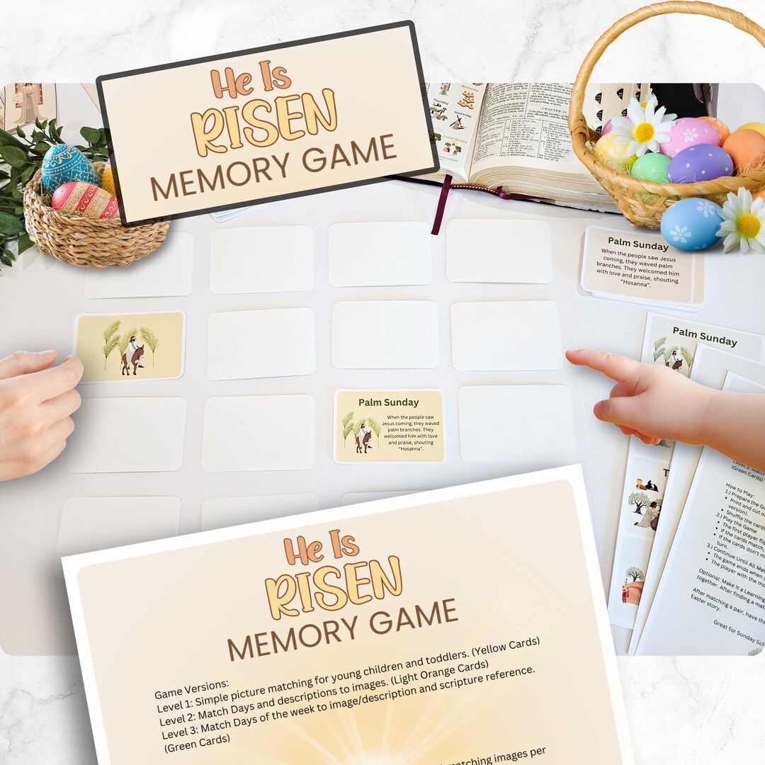 Historia de Pascua Juego de memoria fácil para niños Tradición familiar ...