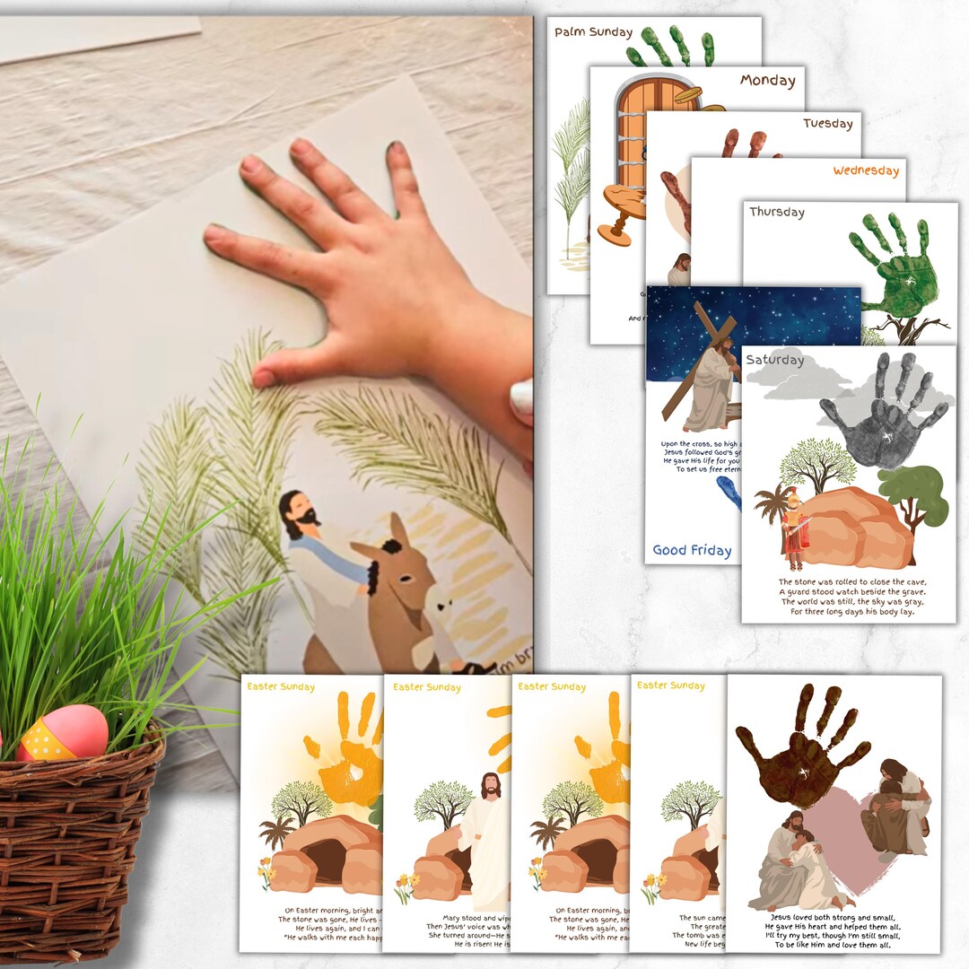 Holy Week Handprint Activity for Kid Story Printable Easter Christian ...