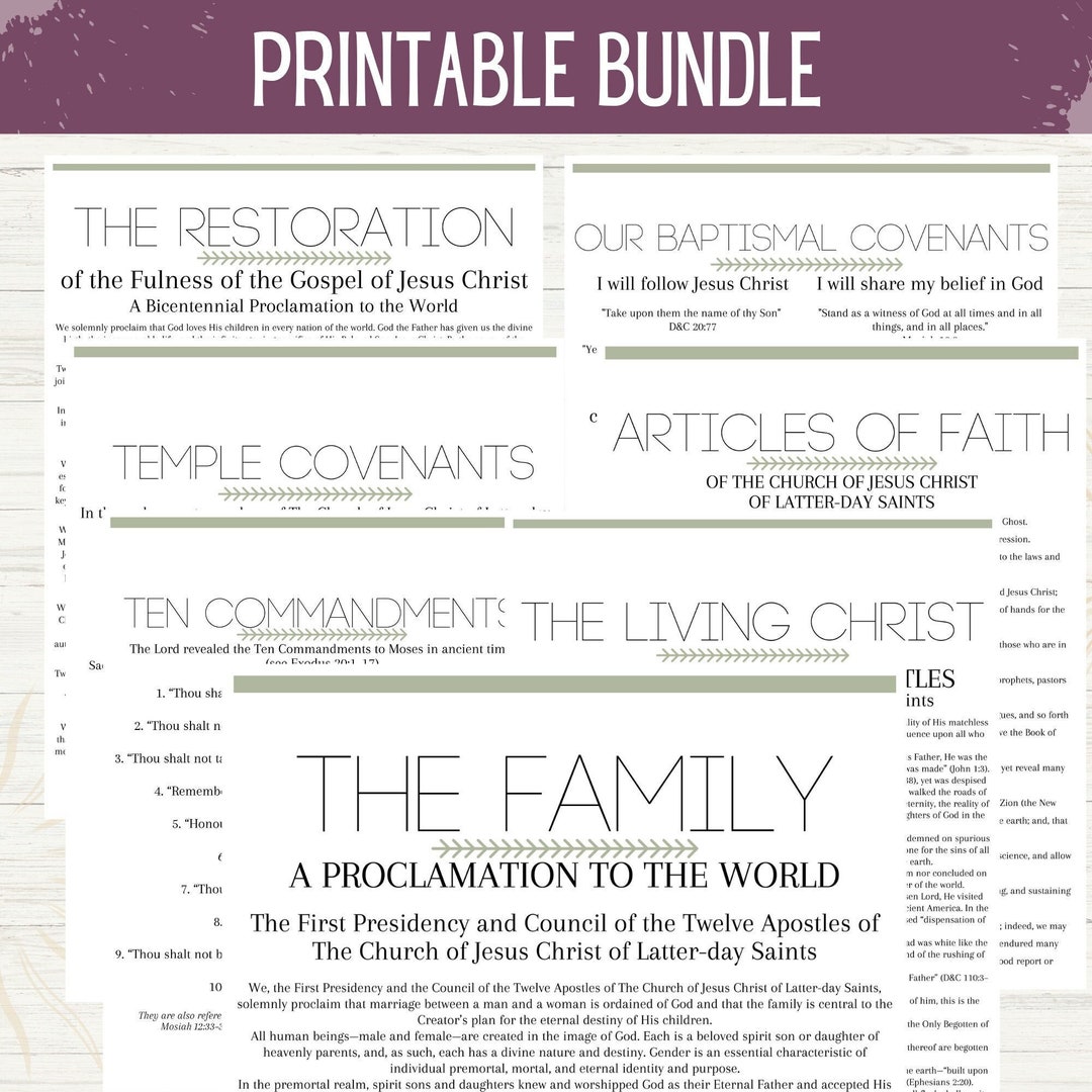 LDS Printable Bundle, Proclamation | the Restoration | the Living ...