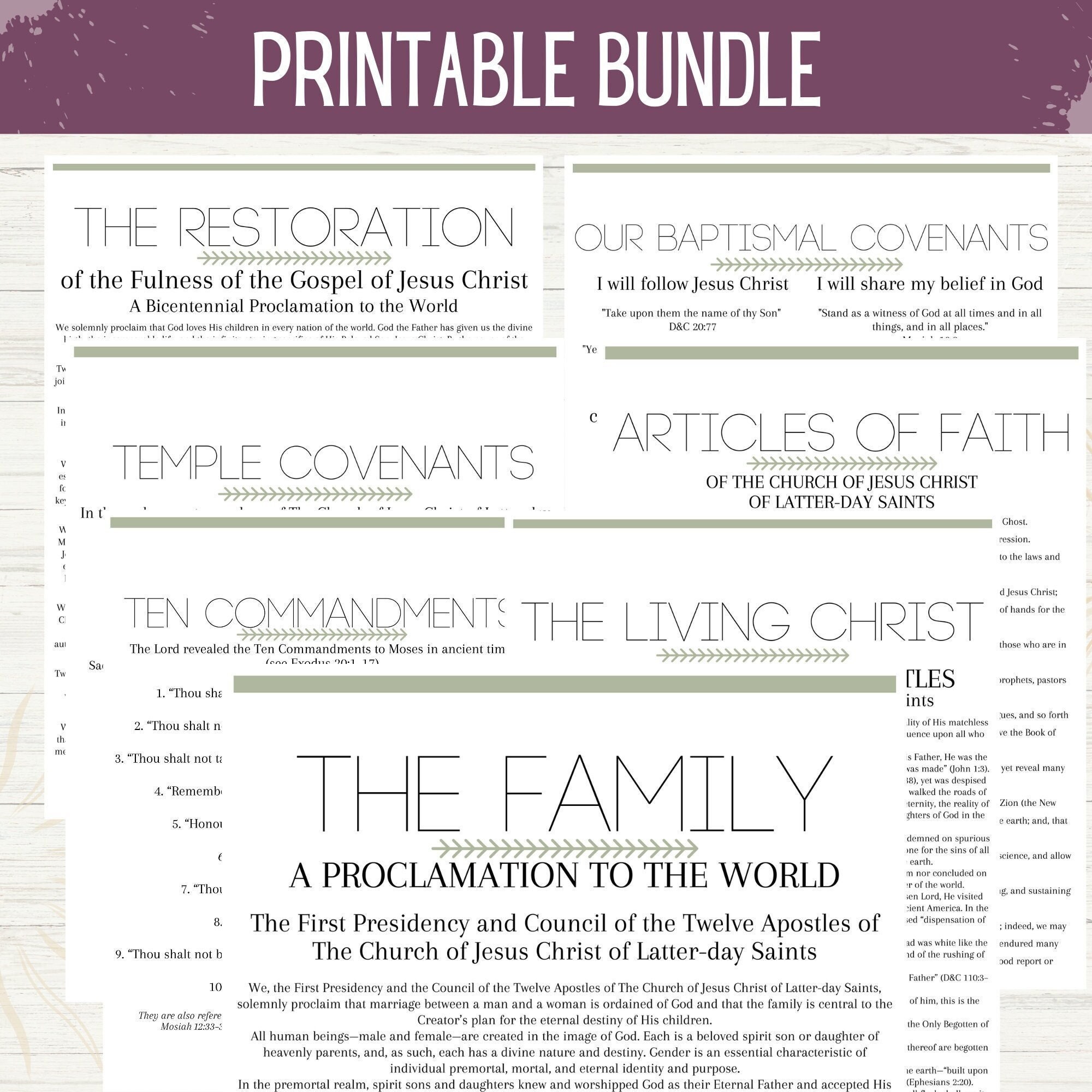 LDS Printable Bundle, Proclamation | the Restoration | the Living ...