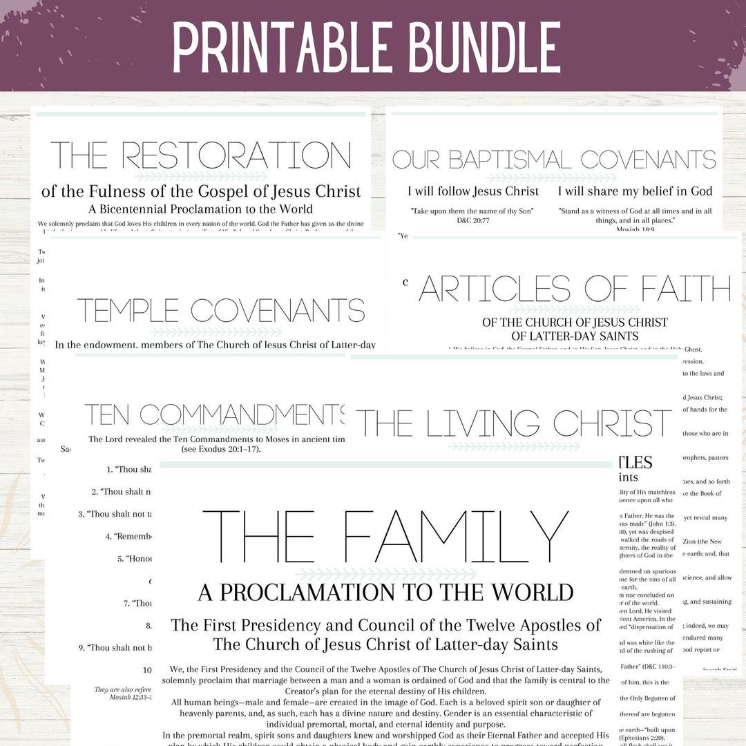LDS Printable Bundle, Proclamation | the Restoration | the Living ...