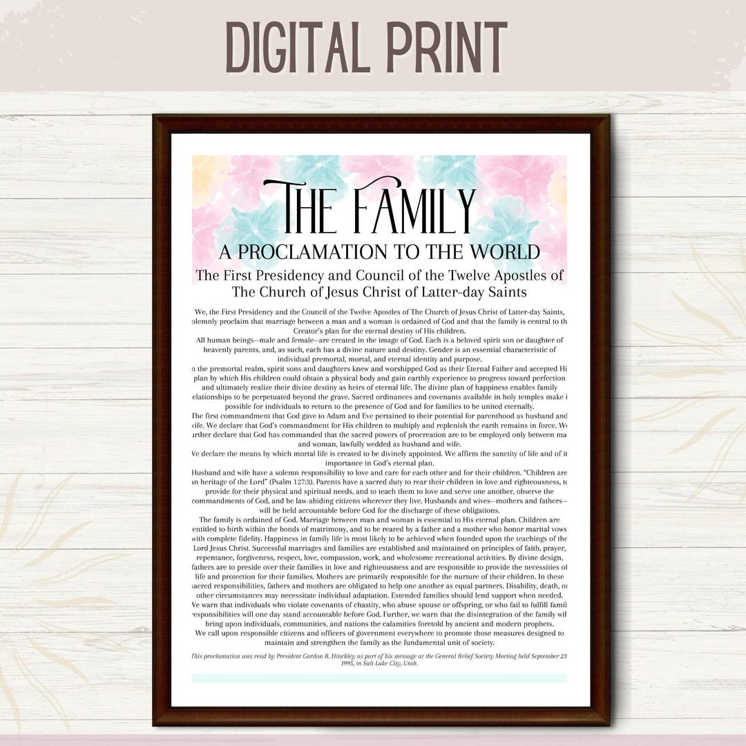 Lds Proclamation Print Digital Download Printable Wall Decor Gift Idea ...