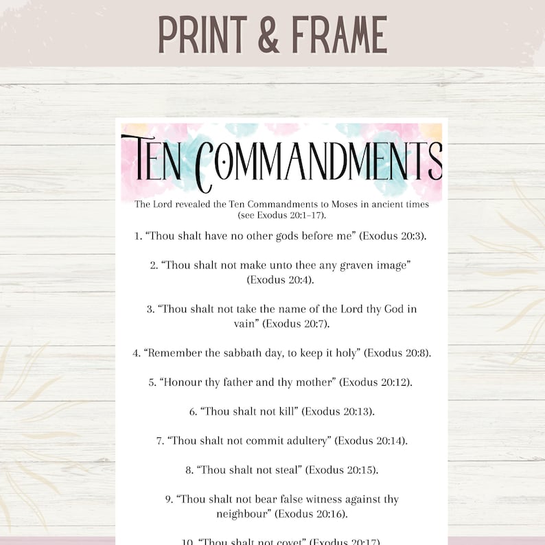 LDS Wall Decor, Printable of the Ten Commandments | Digital File ...