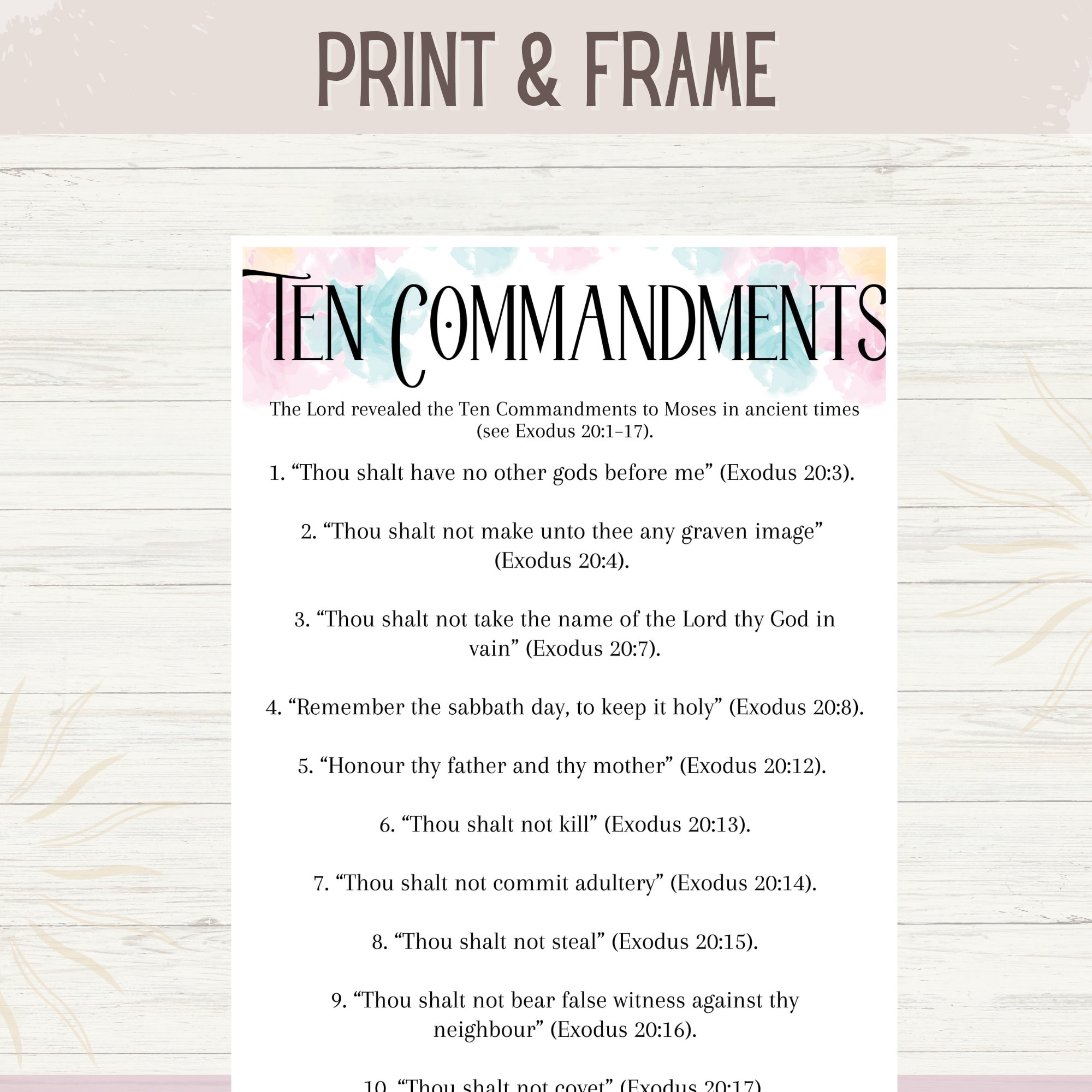LDS Wall Decor, Printable of the Ten Commandments | Digital File ...
