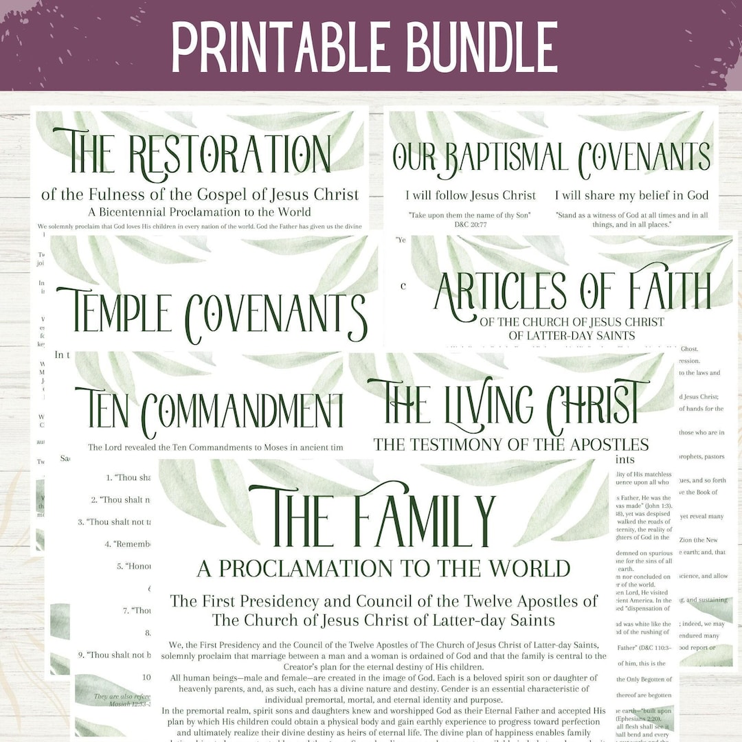 Lds Printable Bundle Family Proclamation Art Print Religious Wall Decor ...