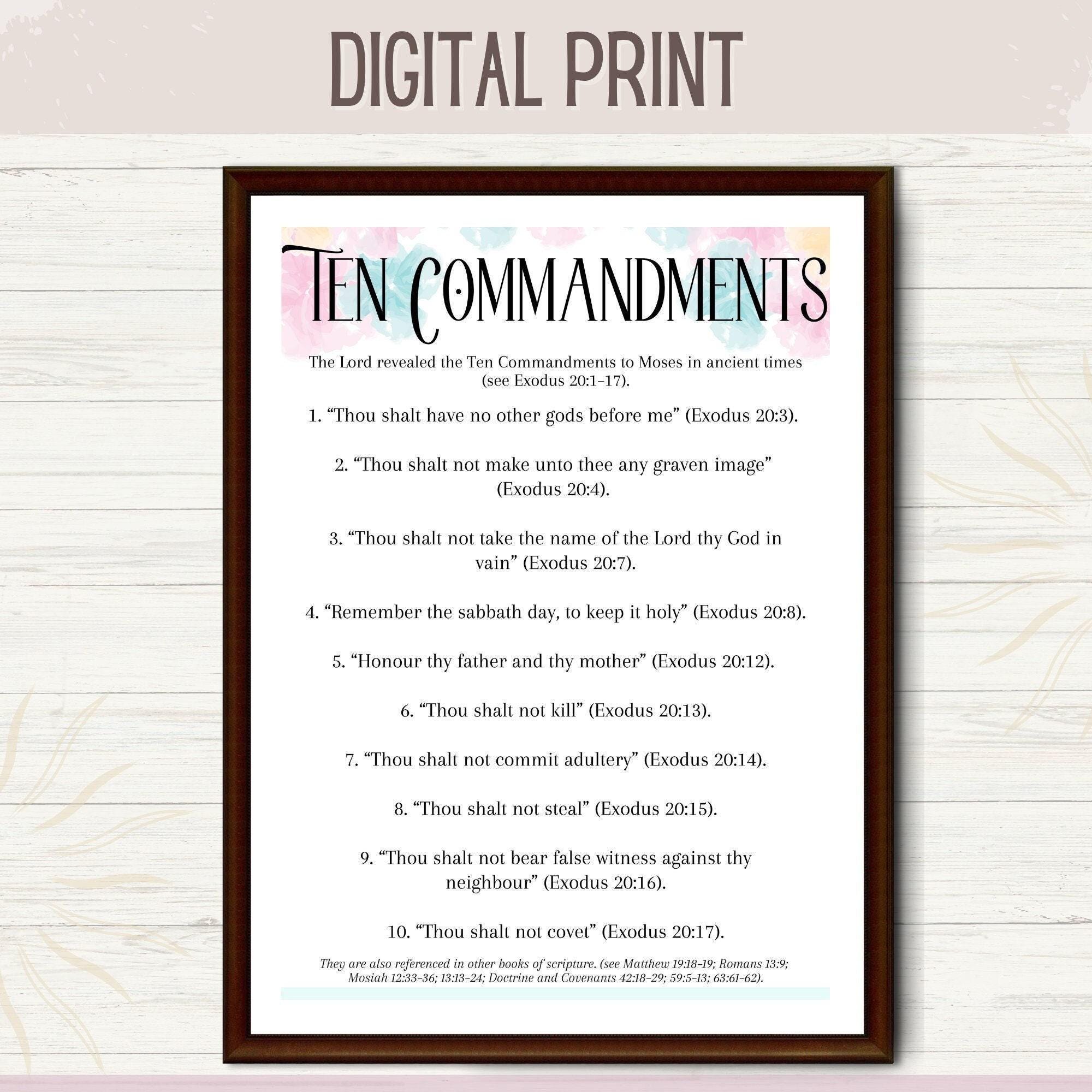Ten Commandments Art Biblical Wall Scripture Decor Christian Home ...