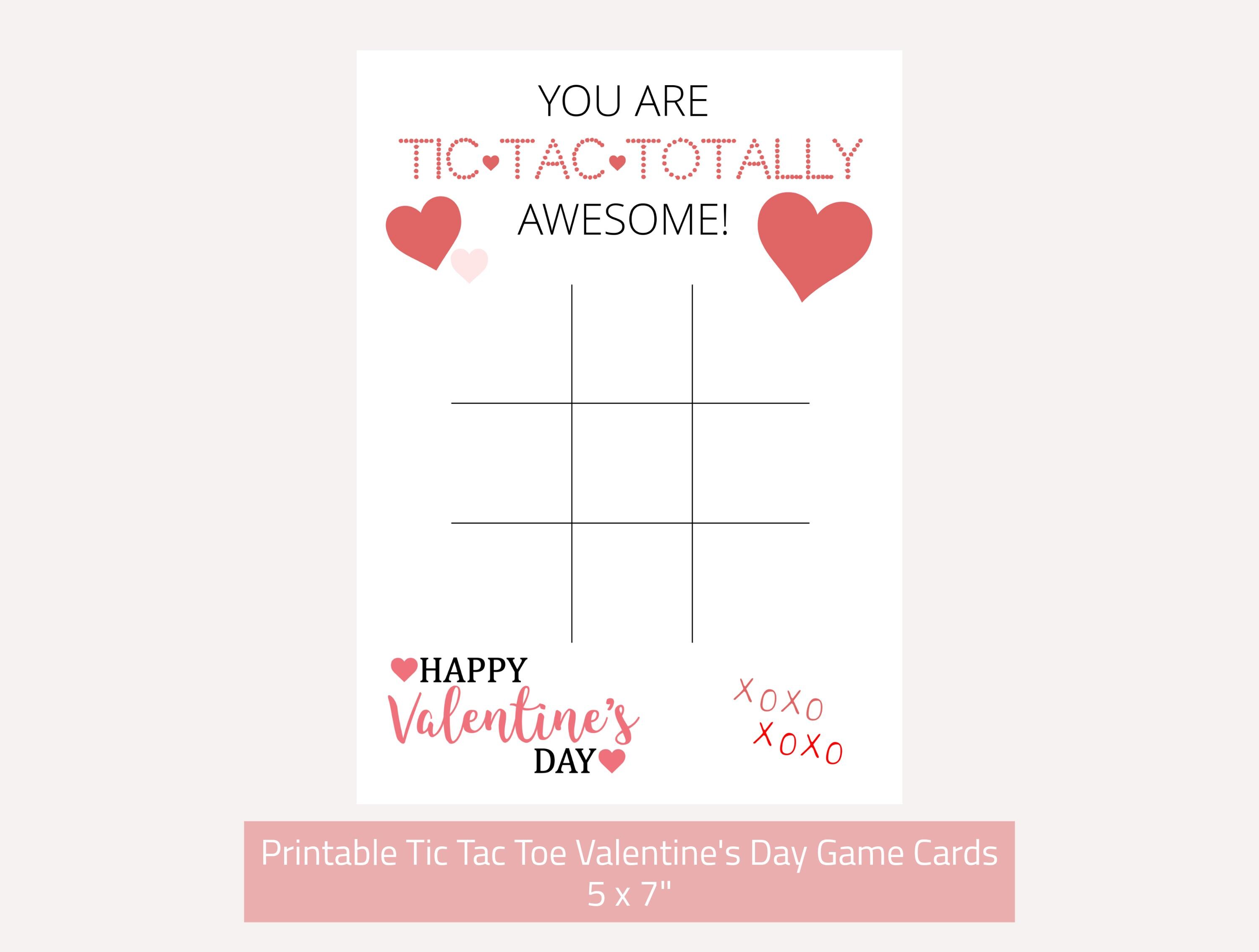 Valentine's Day Tic Tac Toe Game Card, Instant Download & Print, Two 5 ...