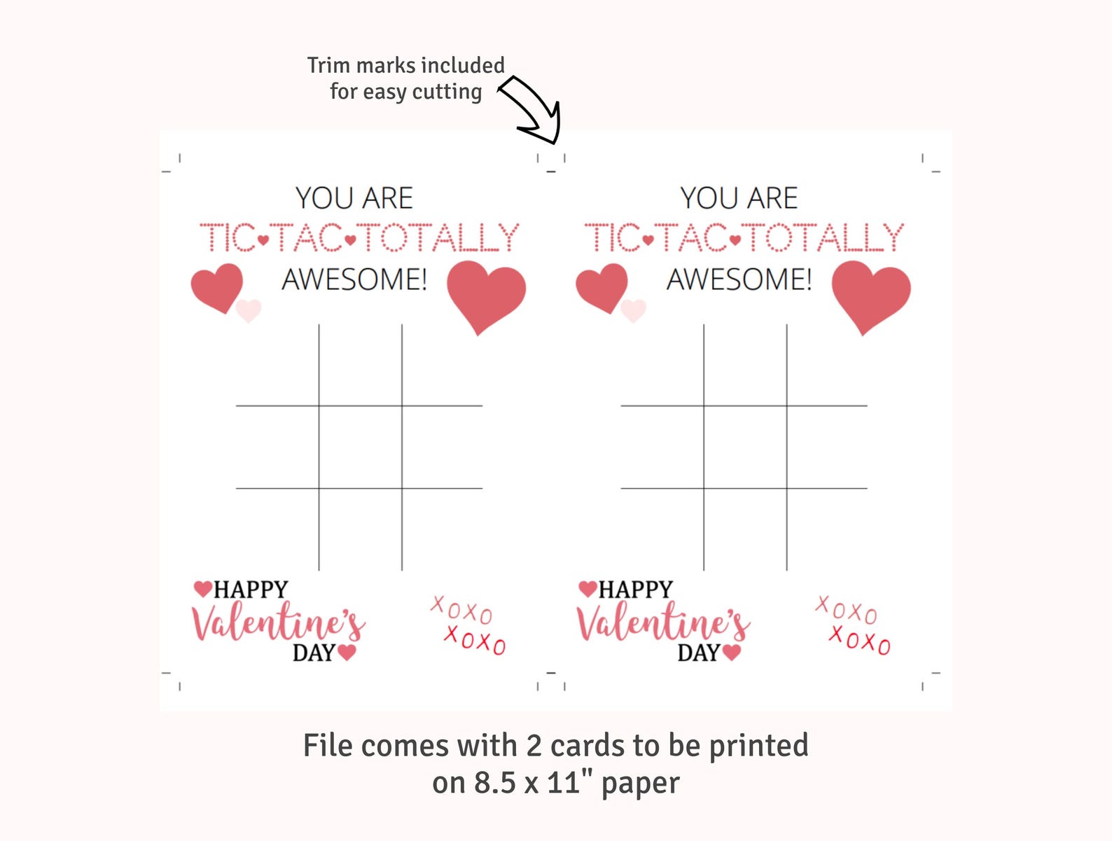 Valentine's Day Tic Tac Toe Game Card, Instant Download & Print, Two 5 ...